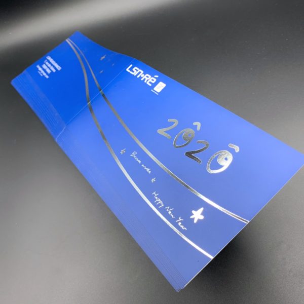 Cartes de Voeux 2 volets paysage pantone Offset 289U – Pelliculage Mat ...