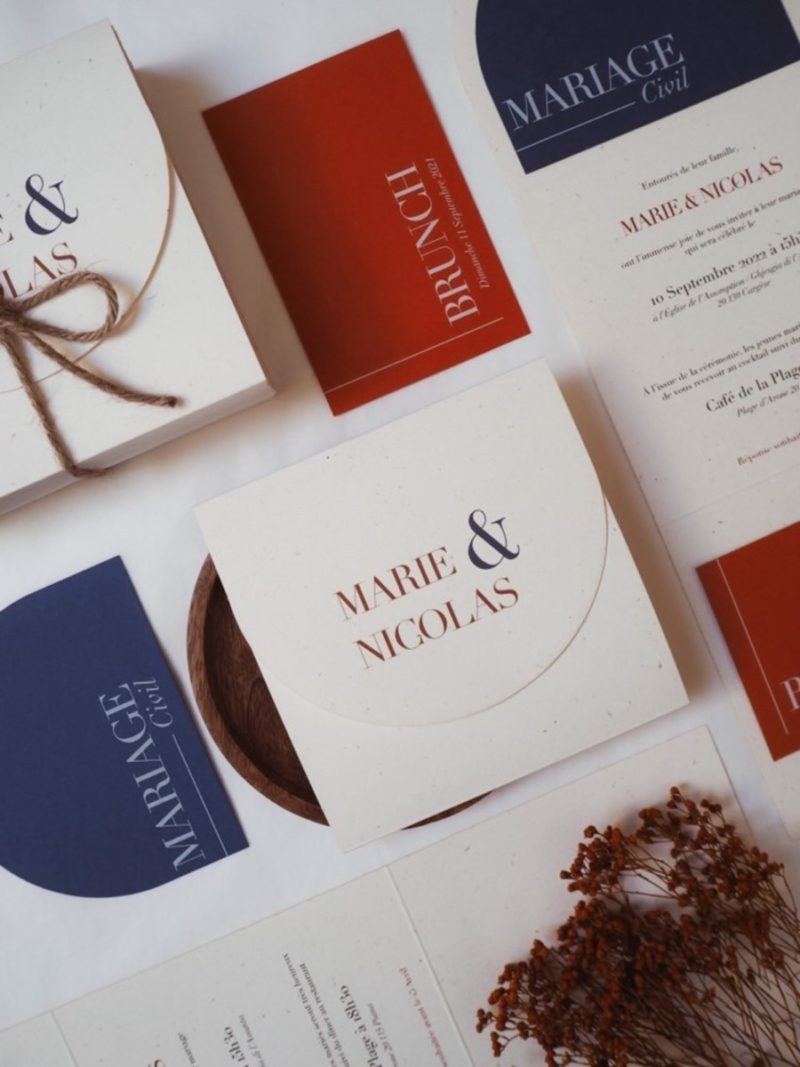 Faire-part de mariage moderne et élégant avec pochette, découpe ...