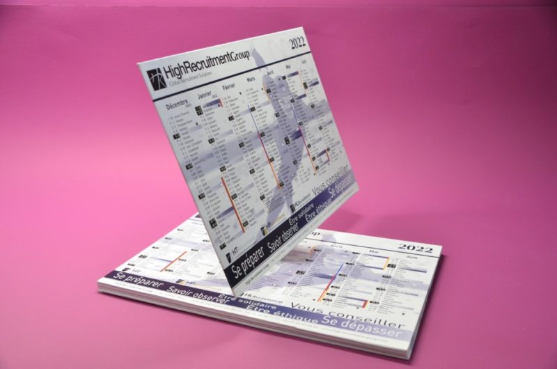 Calendrier rigide A4 rembordé sur carton 15/10eme – Imprimerie ICB
