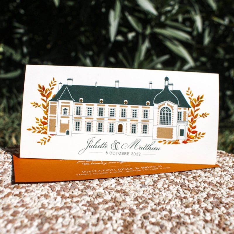 Faire-part de mariage dessin de château avec découpe laser – Old mill ...