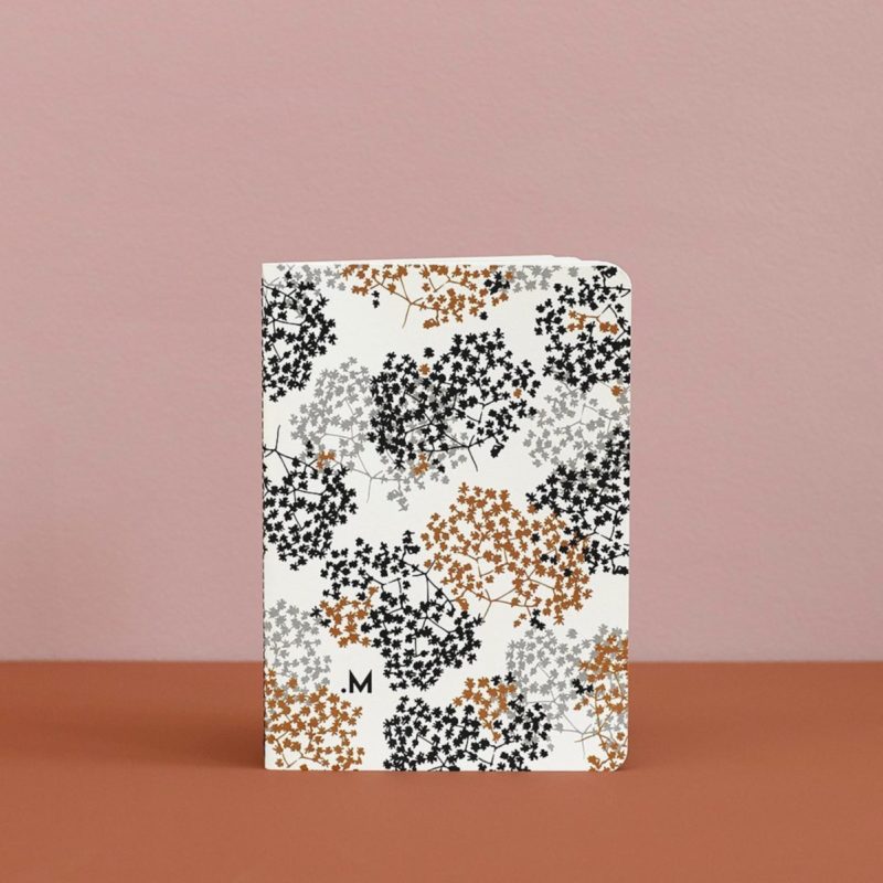 Carnet de notes A5 Floral noir et bronze 52 pages avec reliure couture ...