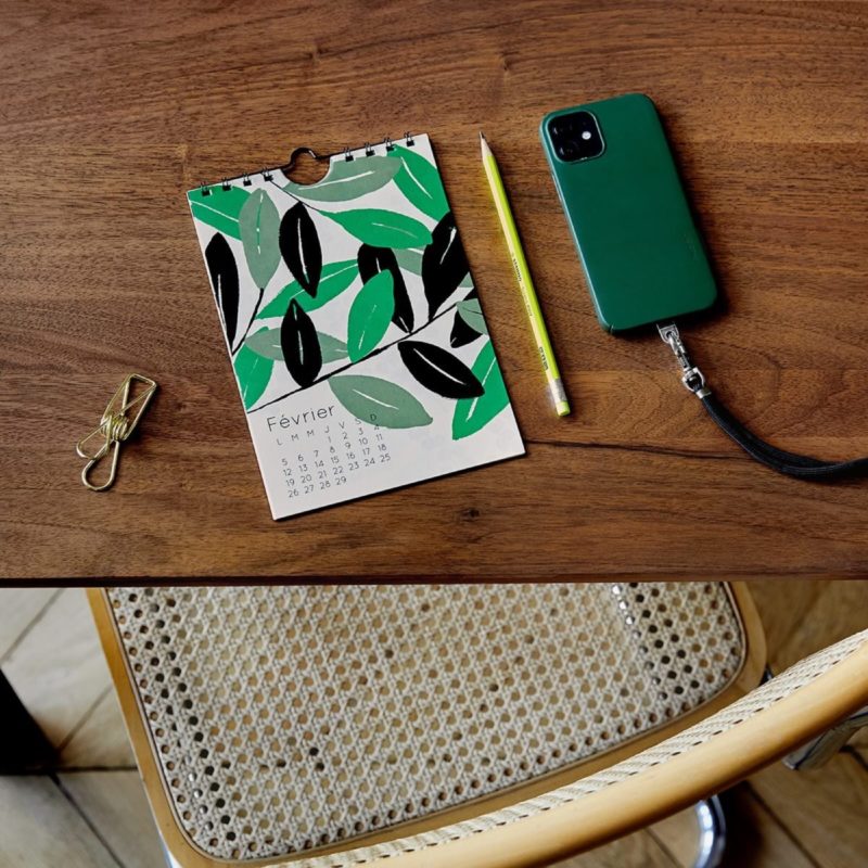 Mini Calendrier A5 thème feuillage avec reliure wire O noir avec ...